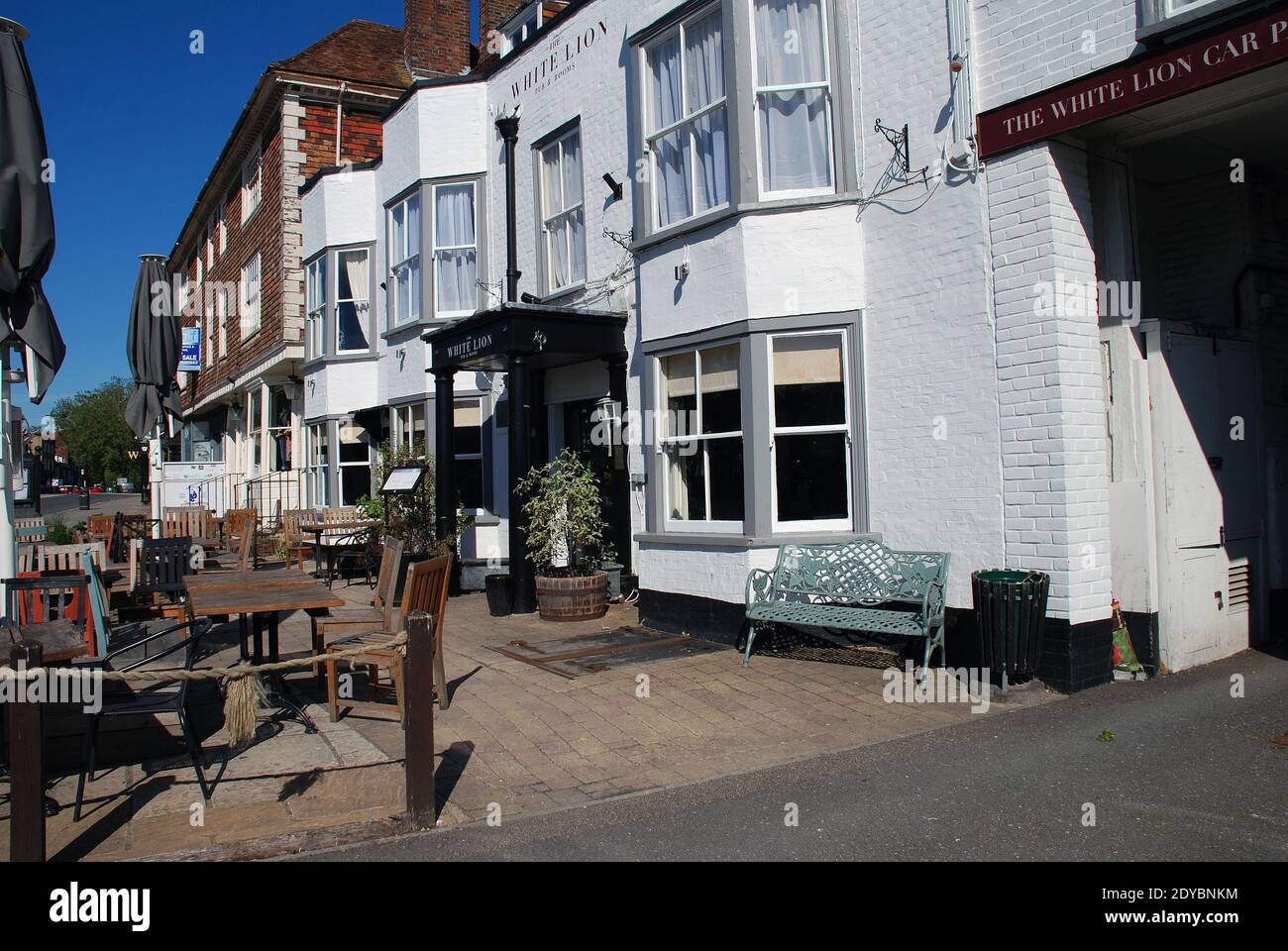 The historic White Lion Hotel in the High Street at Tenterden in Kent ...