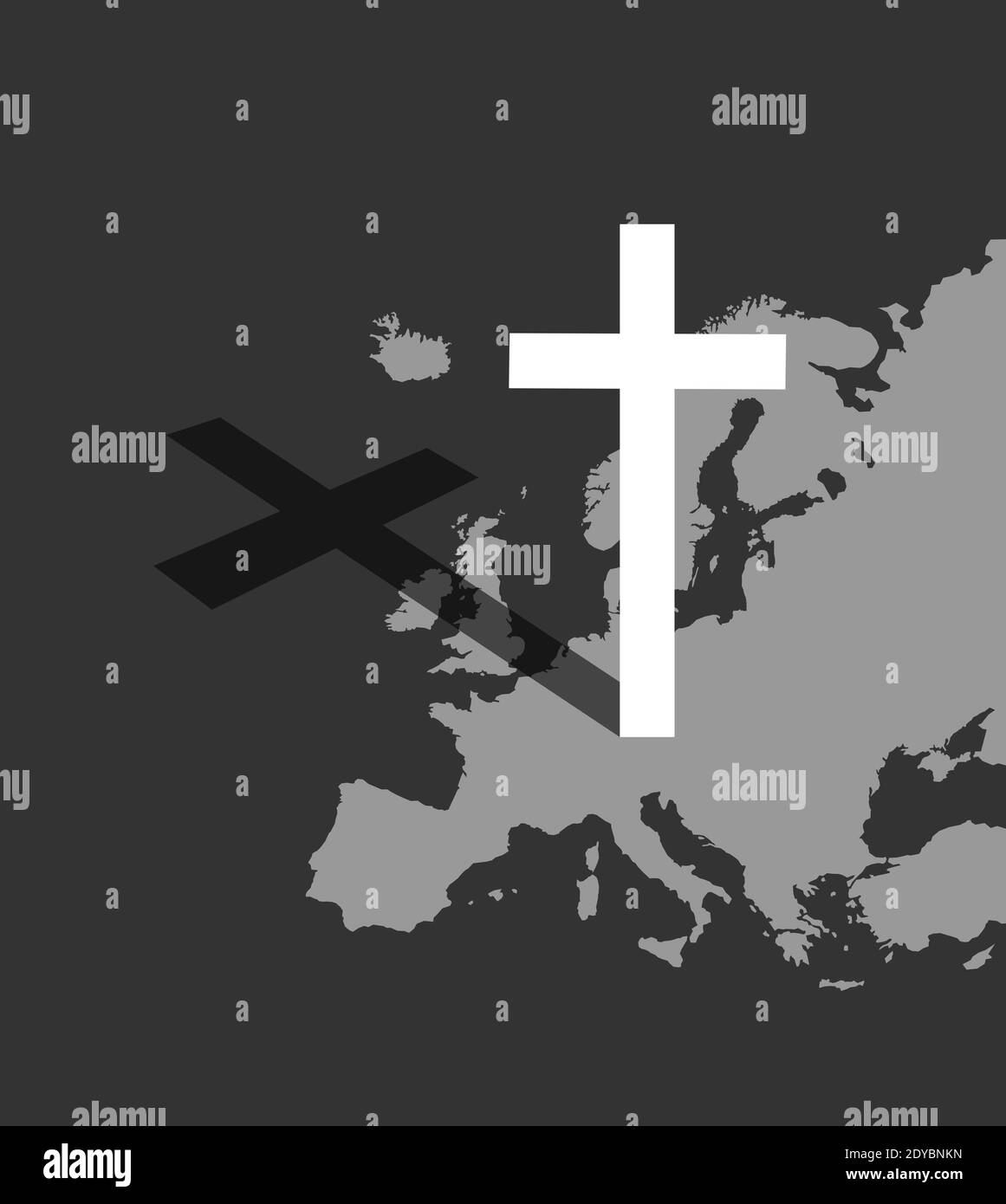 Europe and european territory with domintant christianity and christian ...