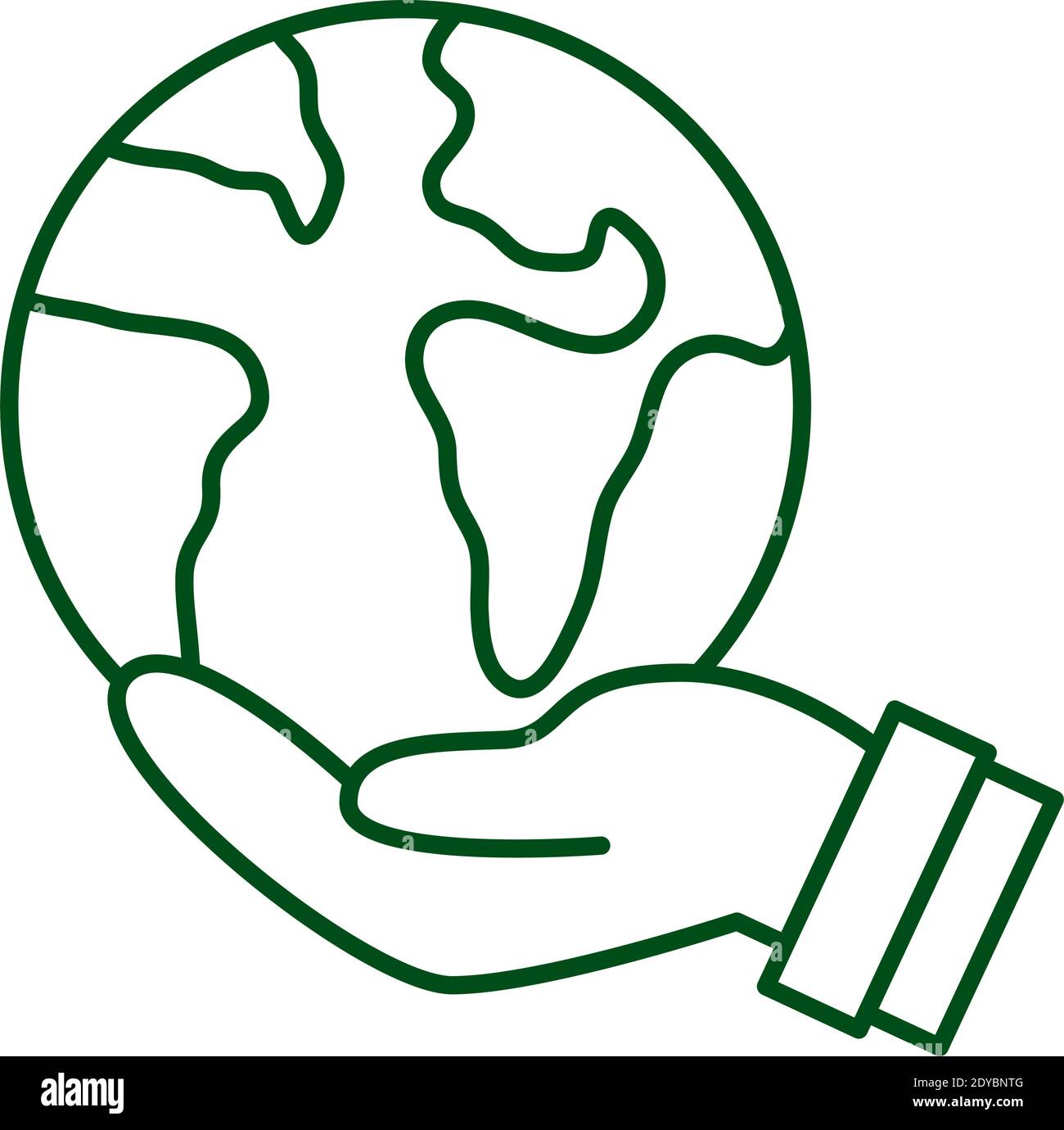 hand lifting world planet earth ecology line icon vector illustration ...