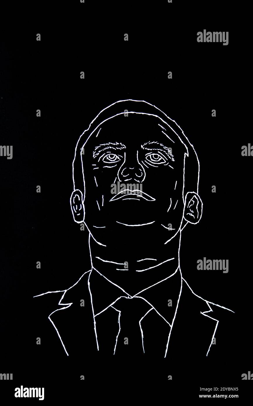 FRA - POLITIQUE - EMMANUEL MACRON Drawing of a portrait of Emmanuel ...