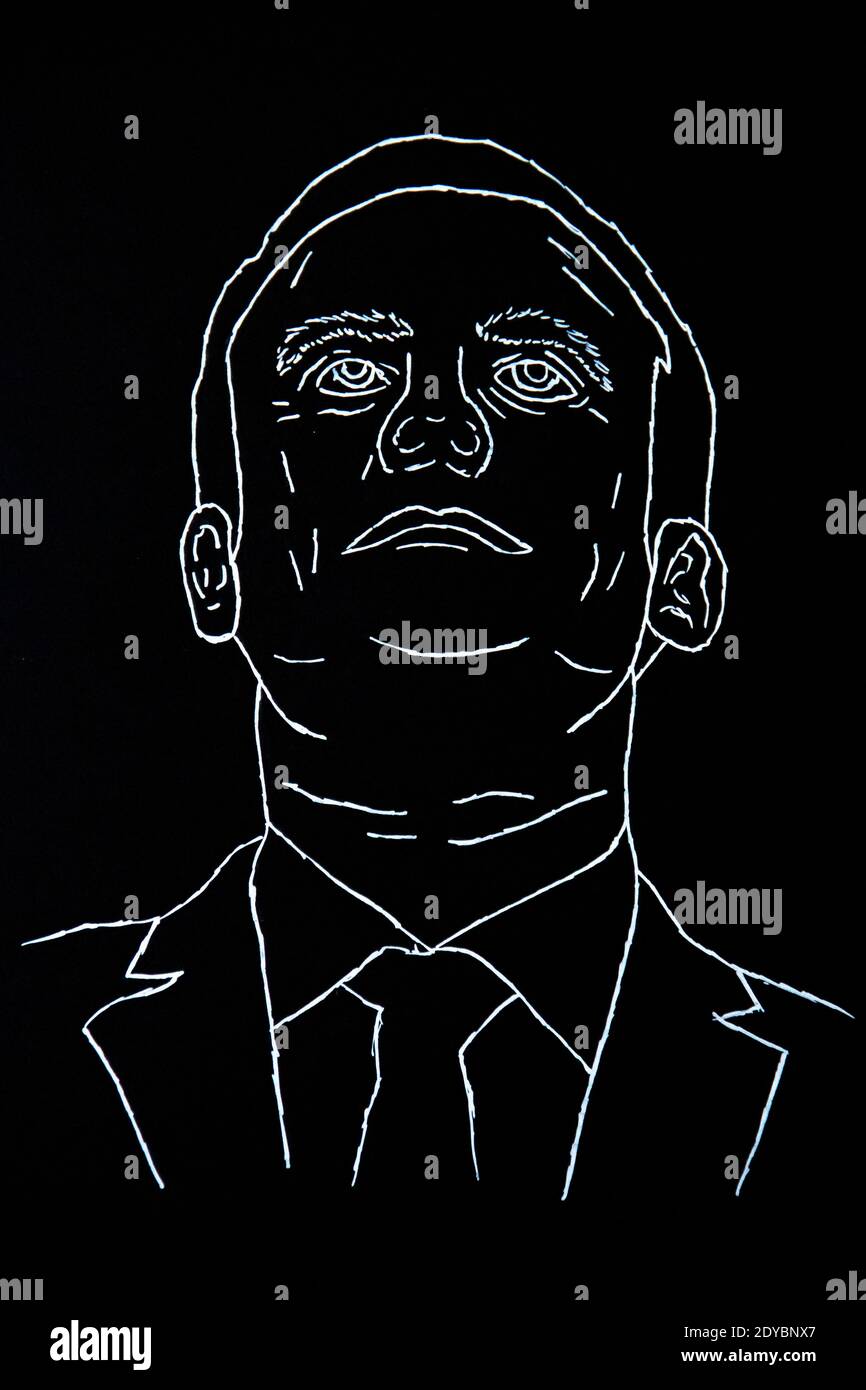 FRA - POLITIQUE - EMMANUEL MACRON Drawing of a portrait of Emmanuel ...