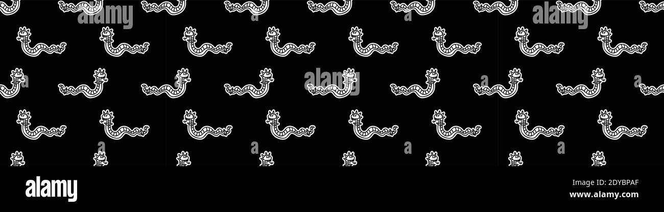 Punk rock snake monochrome vector seamless border. Simple alternative ...