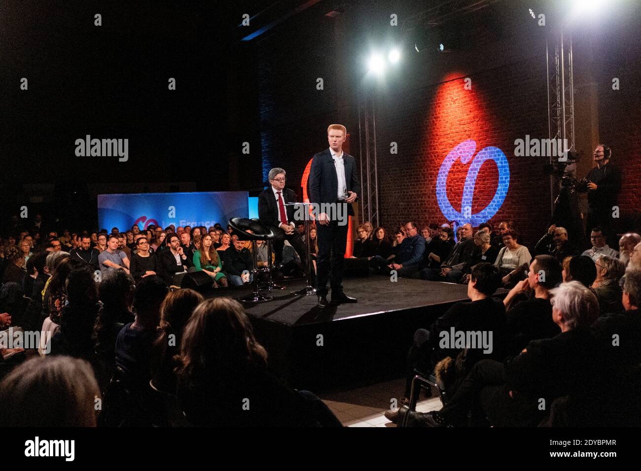 Meeting of Jean-Luc Melenchon and Adrien Quatennens, MP for France ...