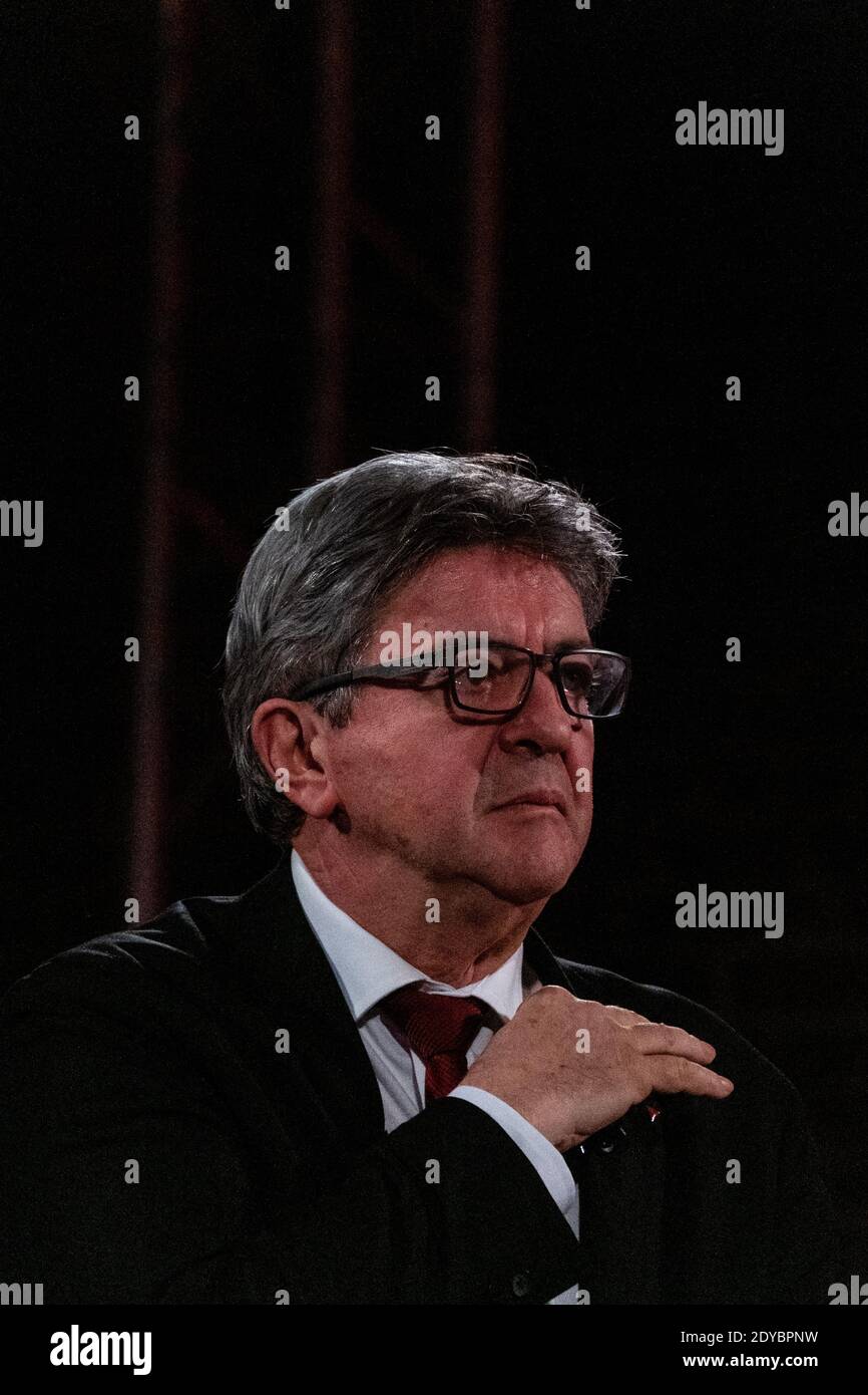 Meeting of Jean-Luc Melenchon and Adrien Quatennens, MP for France ...