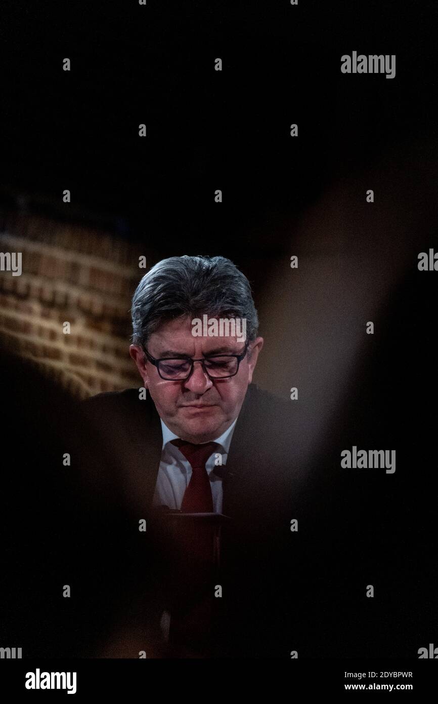 Meeting of Jean-Luc Melenchon and Adrien Quatennens, MP for France ...