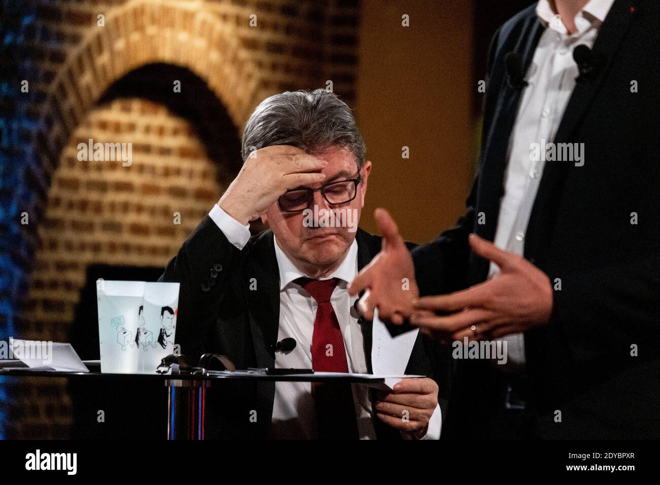 Meeting of Jean-Luc Melenchon and Adrien Quatennens, MP for France ...