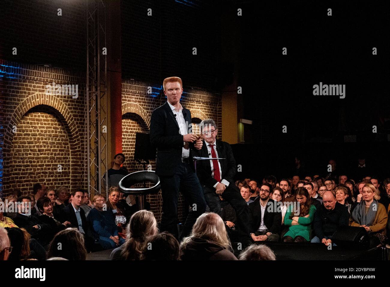 Meeting of Jean-Luc Melenchon and Adrien Quatennens, MP for France ...
