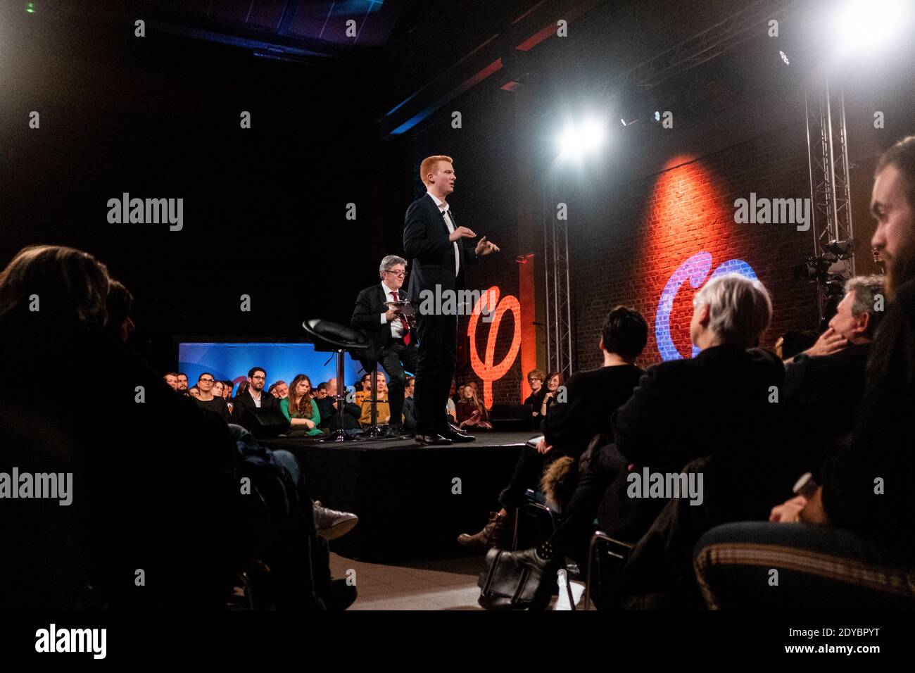 Meeting of Jean-Luc Melenchon and Adrien Quatennens, MP for France ...