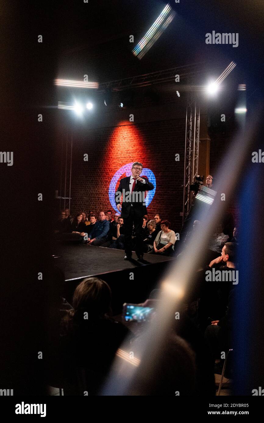 Meeting of Jean-Luc Melenchon and Adrien Quatennens, MP for France ...