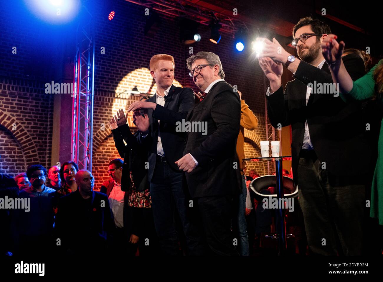 Meeting of Jean-Luc Melenchon and Adrien Quatennens, MP for France ...