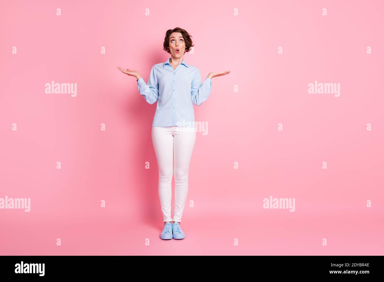 Full length body size view of her she nice attractive funky girlish ...