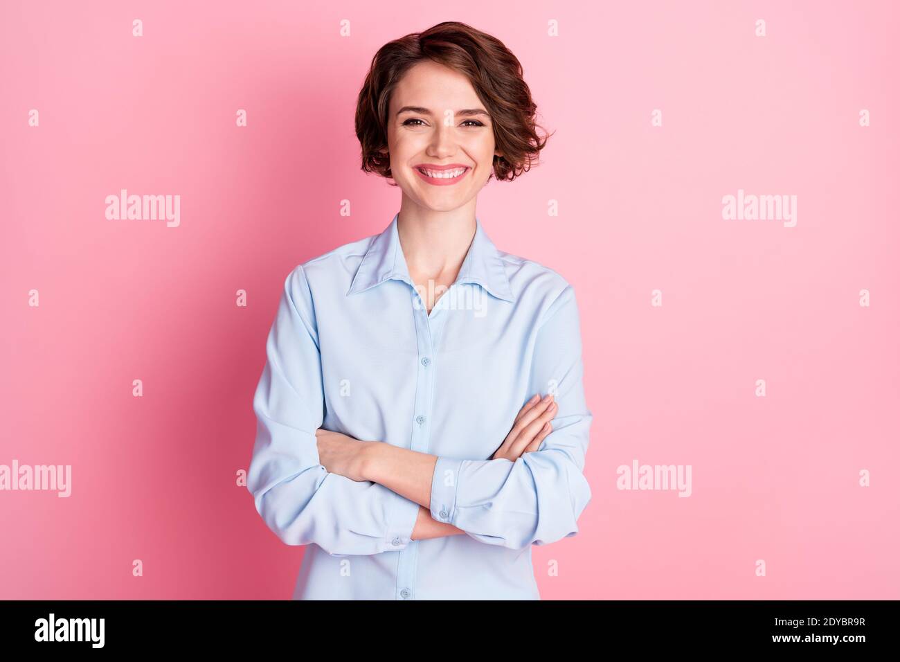 Photo Of Attractive Pretty Business Lady Toothy Beaming Smiling Hold