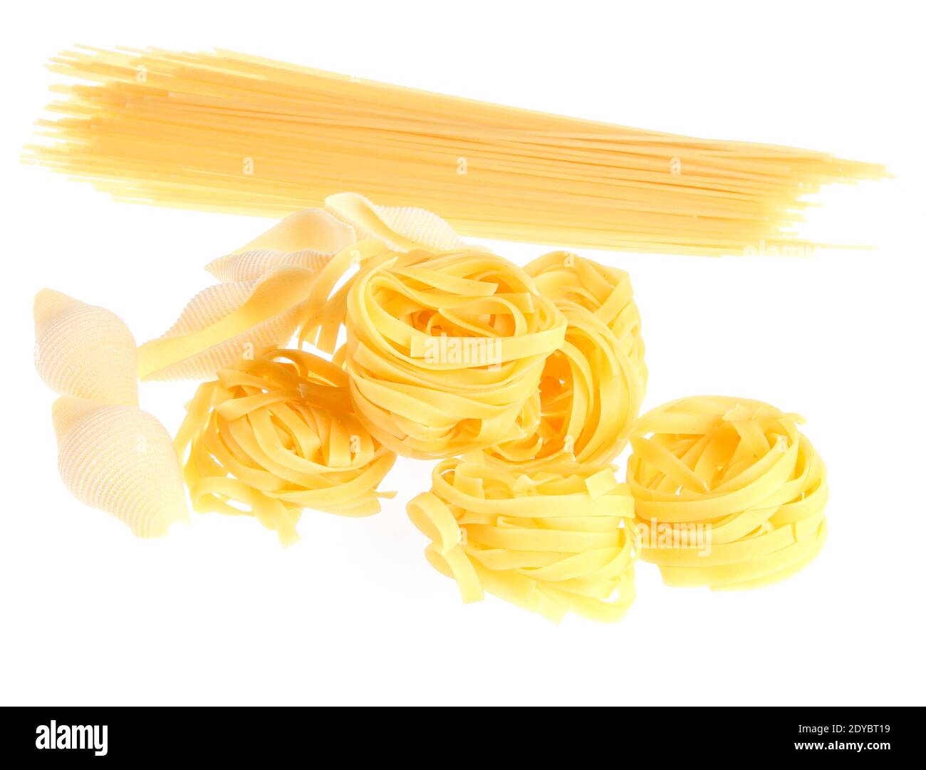 Collection of italian pasta close up isolated on white background Stock ...