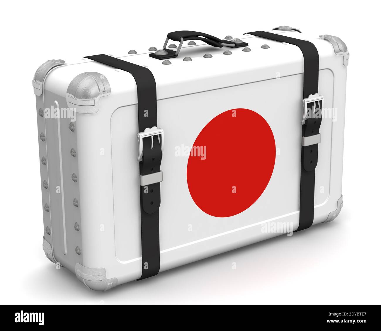 Stylish suitcase with the national Flag of Japan. Retro suitcase with ...