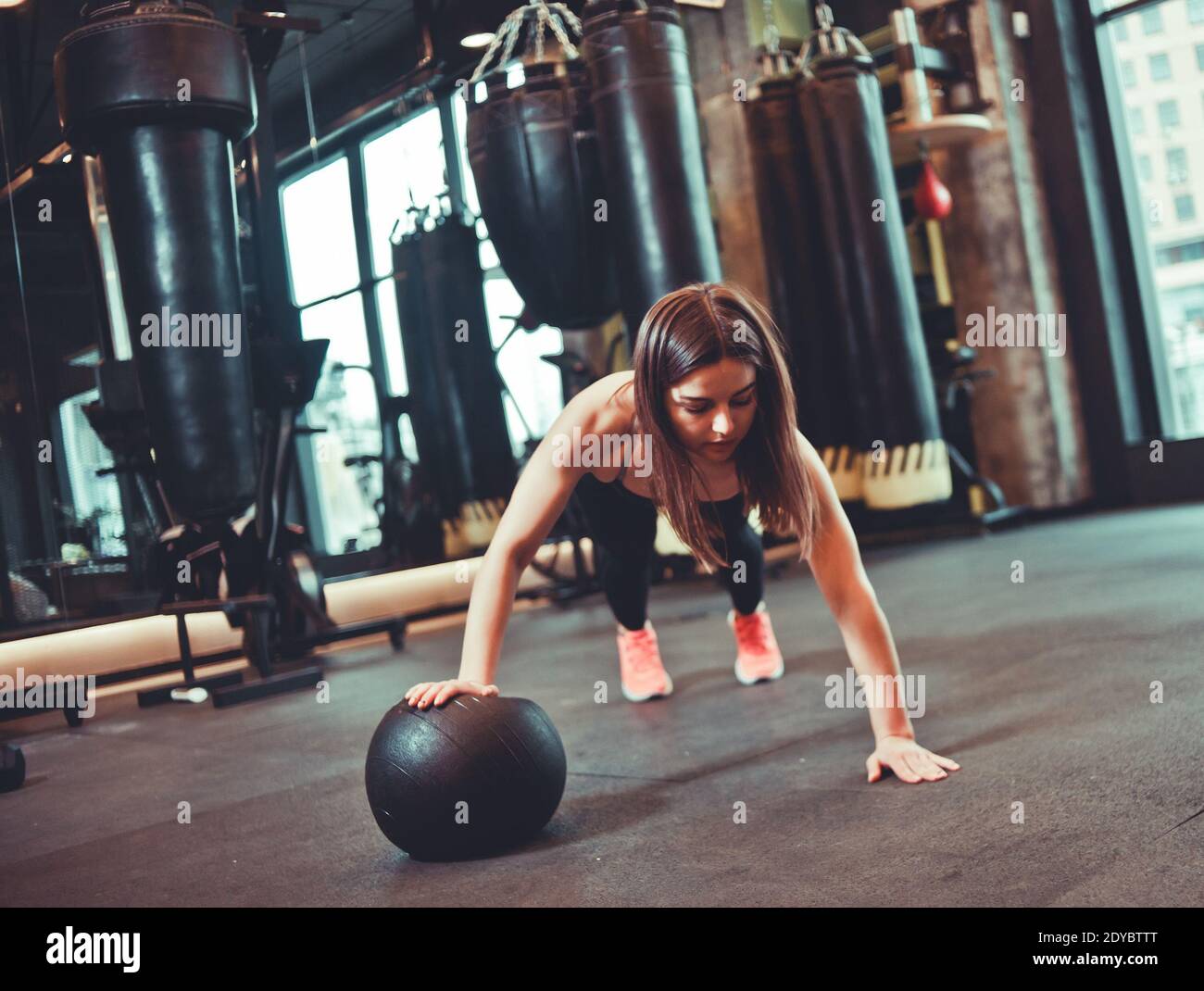 Woman exercise ball push ups hi-res stock photography and images - Alamy