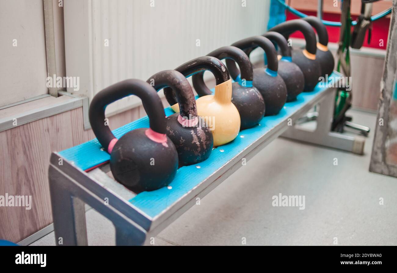 Rack with kettlebell. Functional training equipment Stock Photo - Alamy