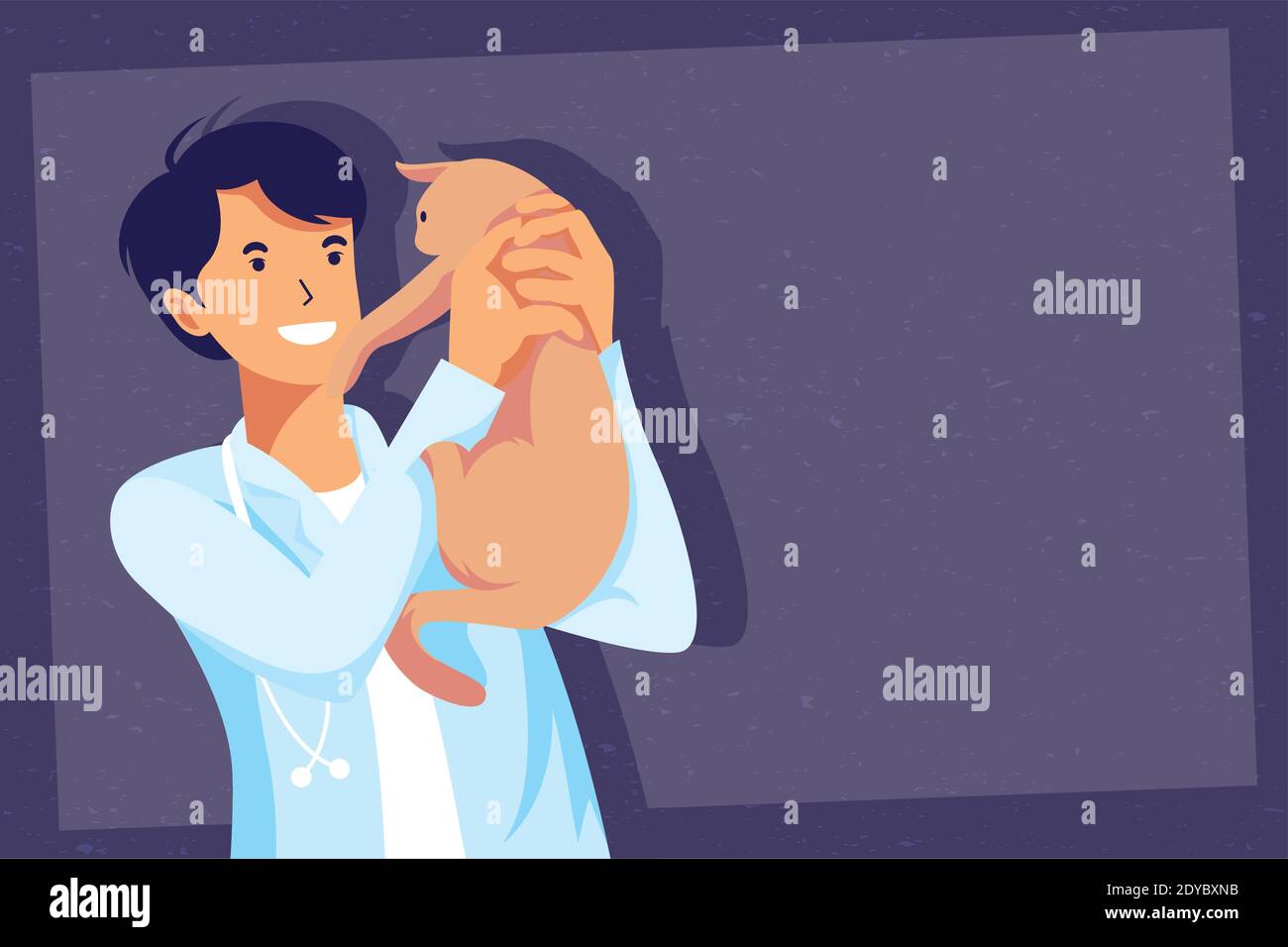veterinary man professions character lifting cat vector illustration ...