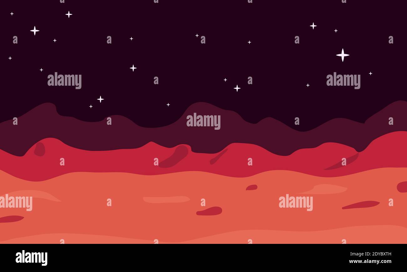 Mars background with flat design science planet. Alien red planet mars ...