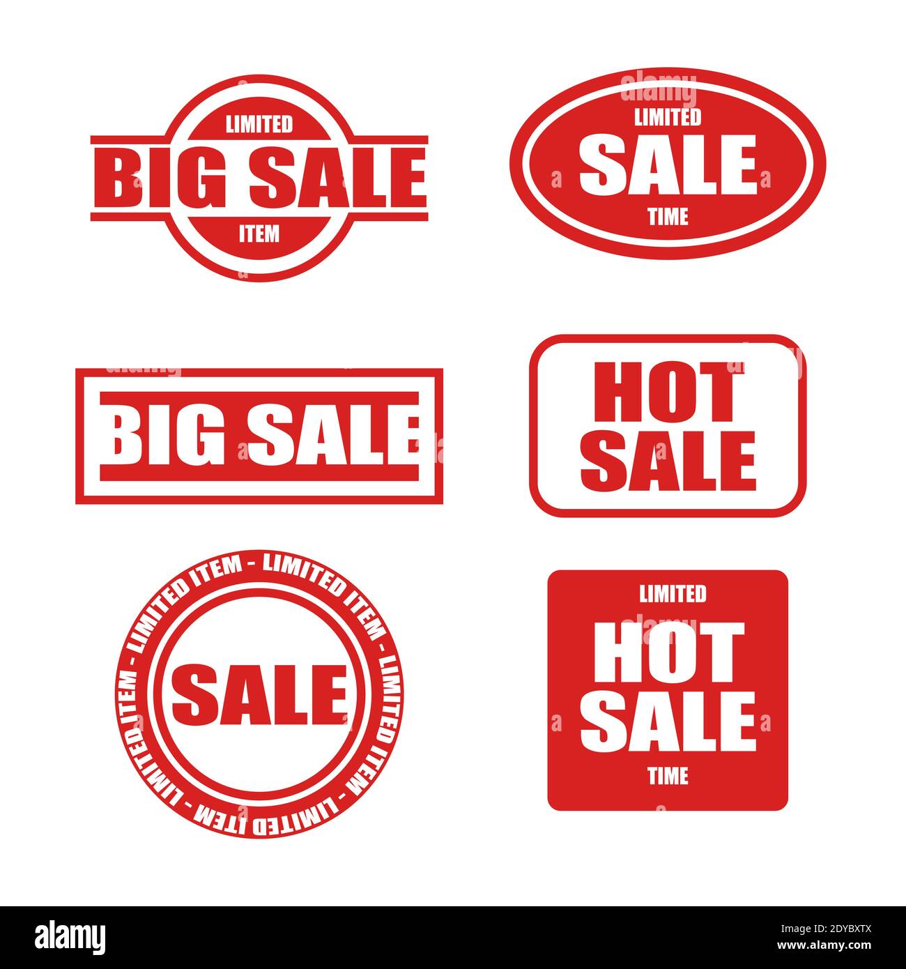 Sale red stamp collection isolated. Label icon sale design set. Grunge ...