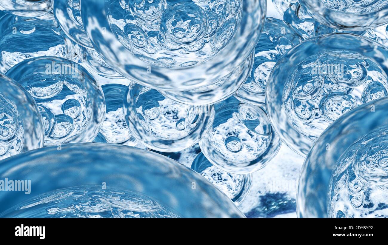 The levitating water drops. Background of beautiful water drops. 3D ...