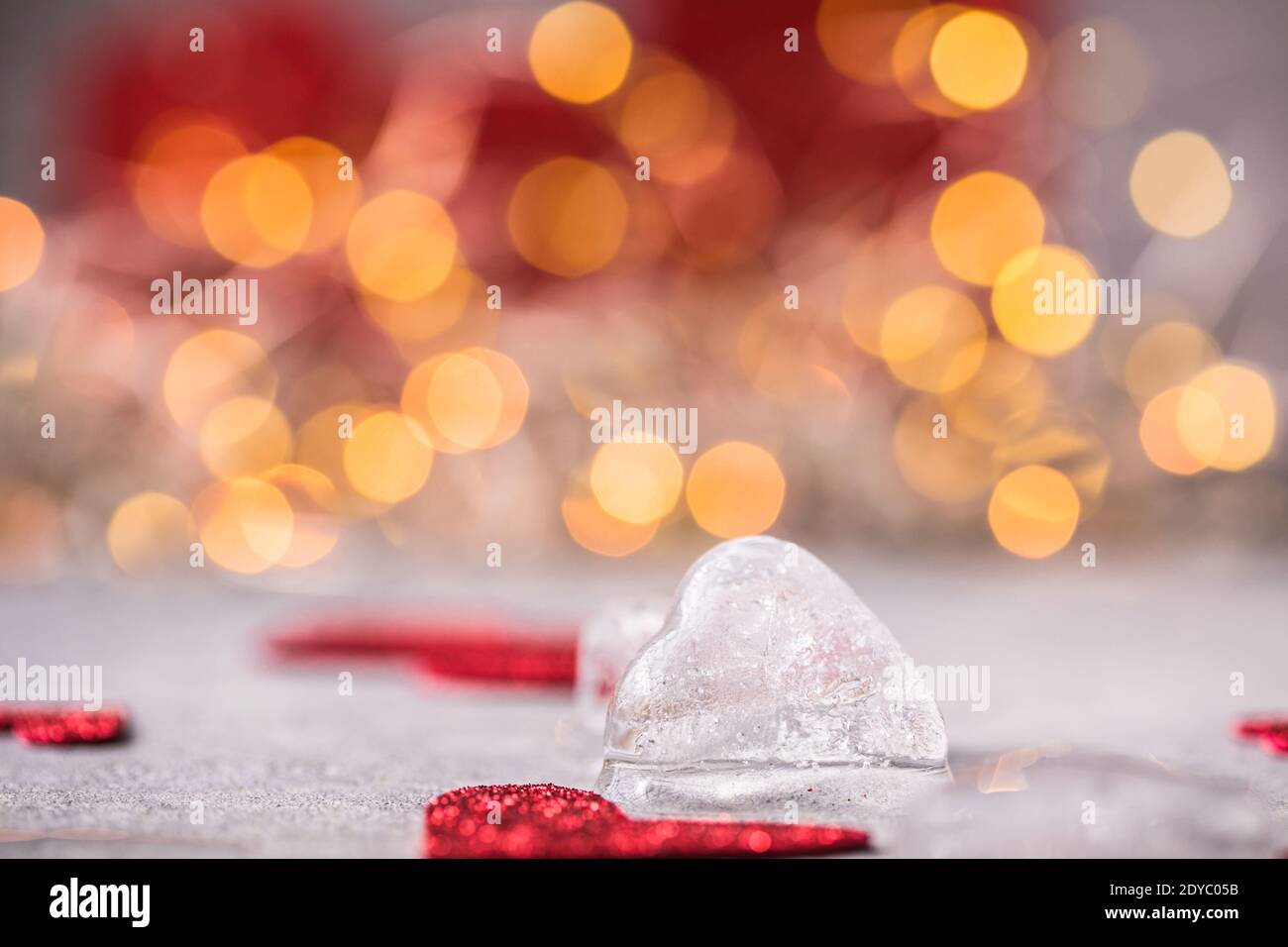 ice hearts on a gray background. Love concept. Romantic card with ...