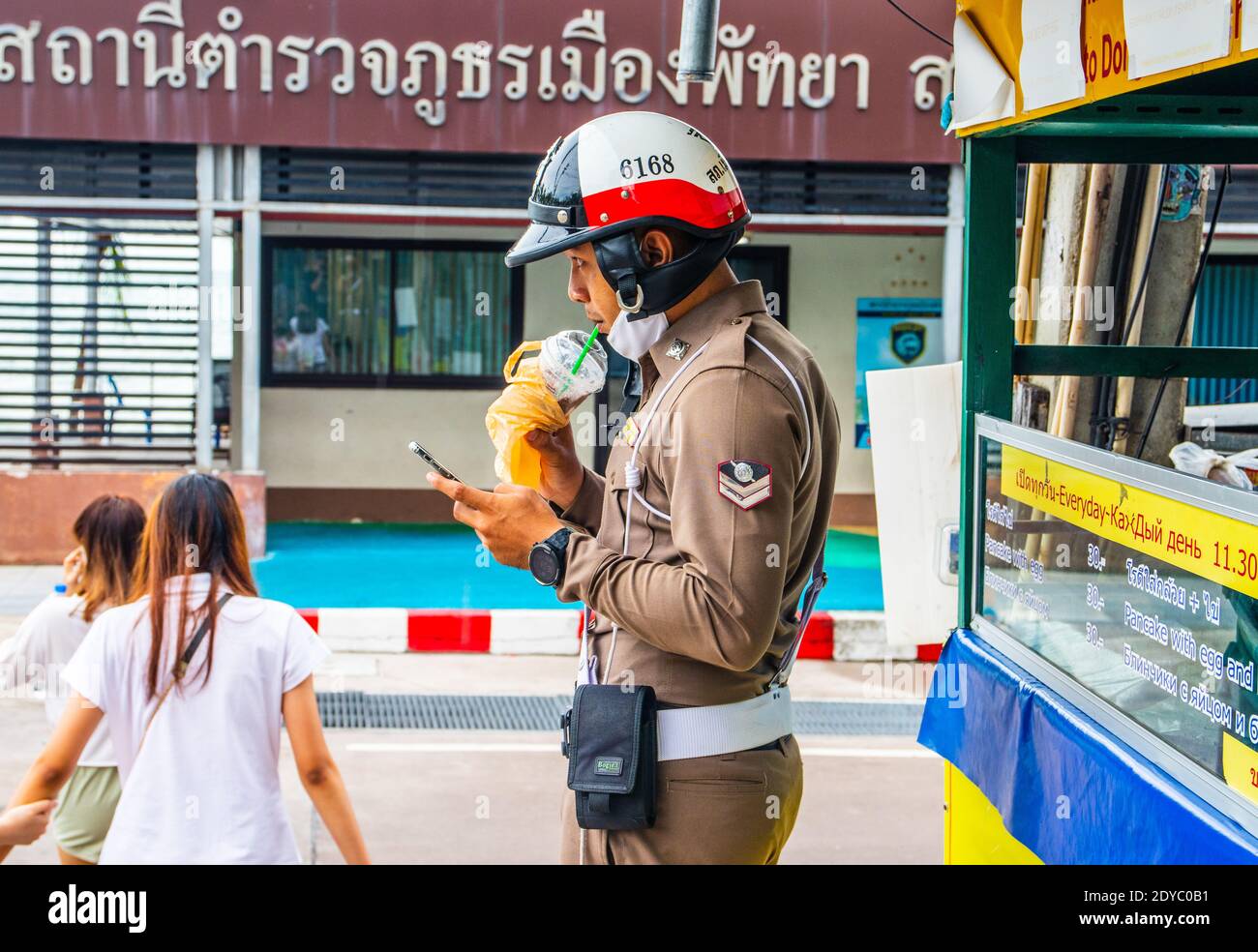 Pattaya Jomtien District Chonburi Thailand Asia A Thai police officer ...