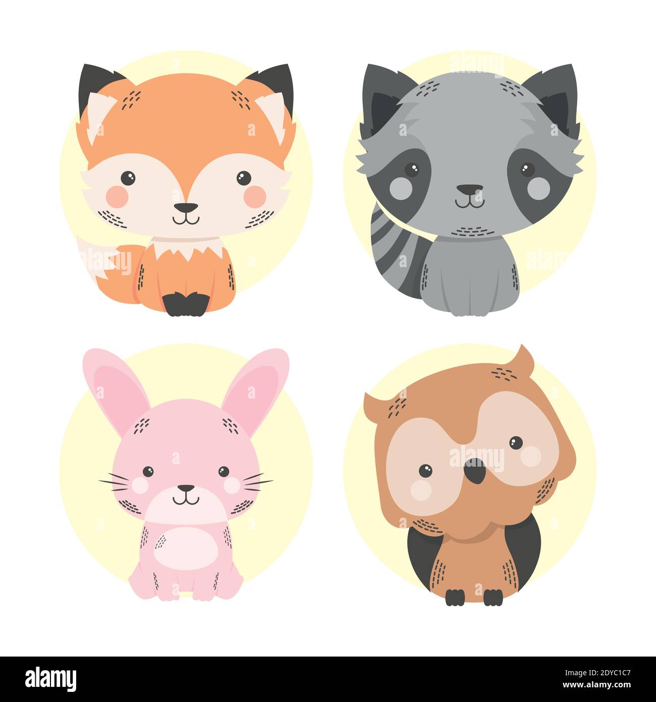 cute four animals comic cartoon characters vector illustration design ...
