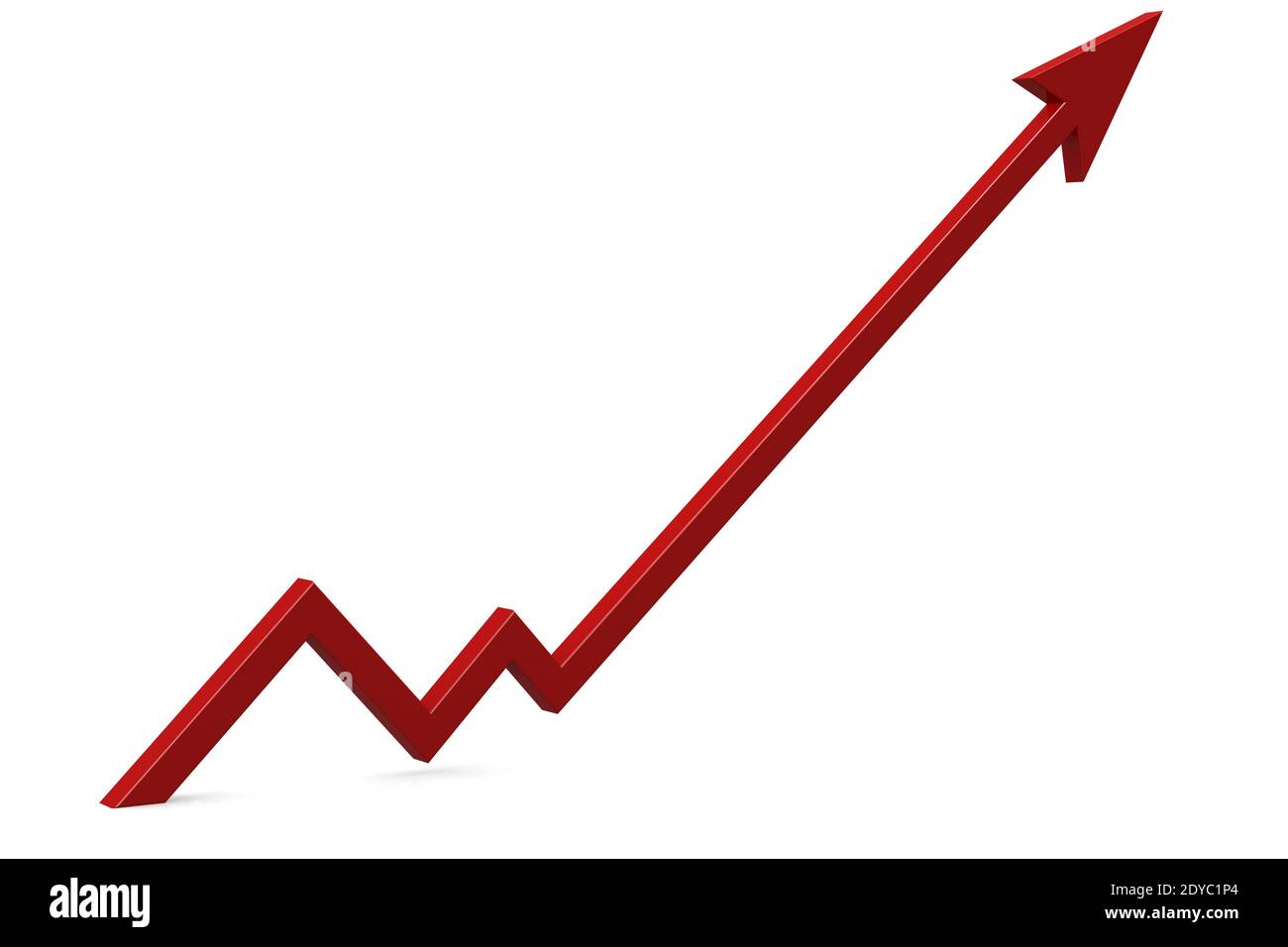 An illustration of an uprising red arrow on white background, 3D ...