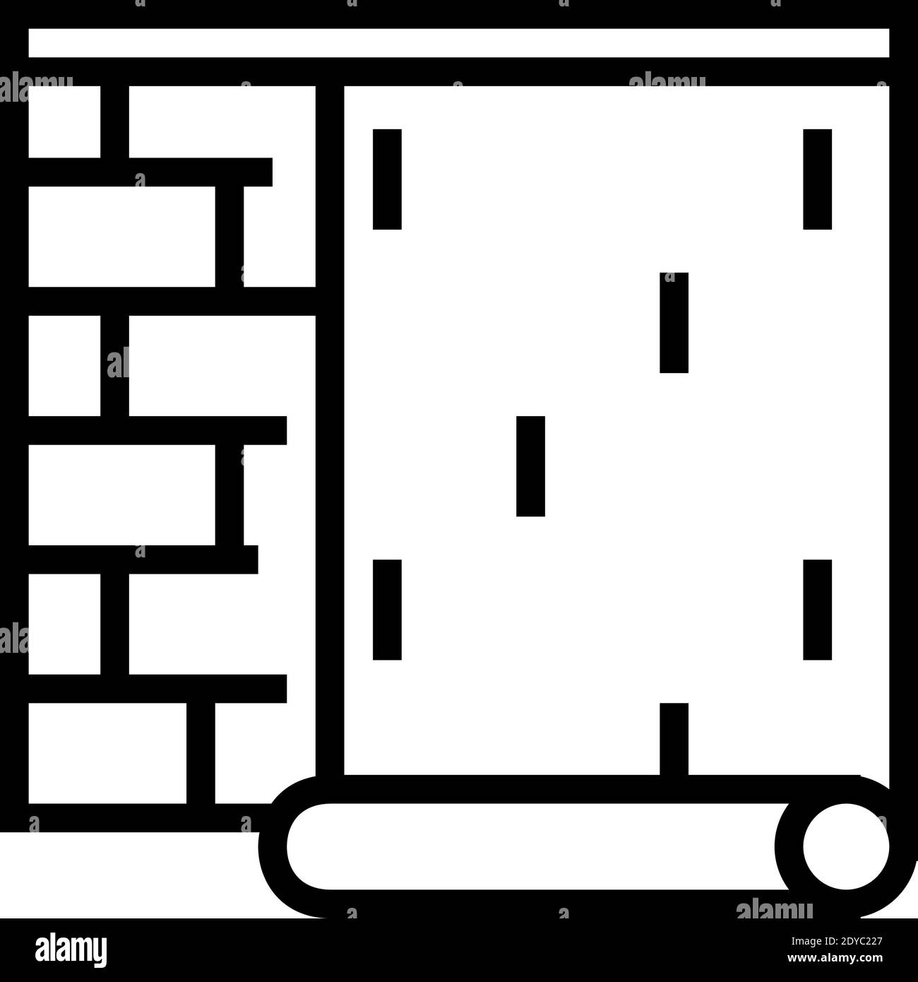 gluing wallpapper on brick wall line icon vector illustration Stock ...