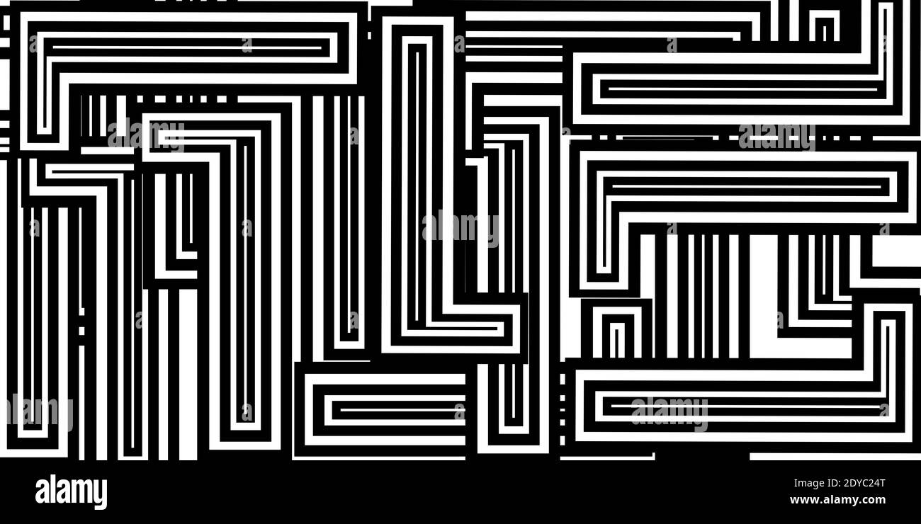 An illustration of a Black and white pattern of the number one. Maze ...