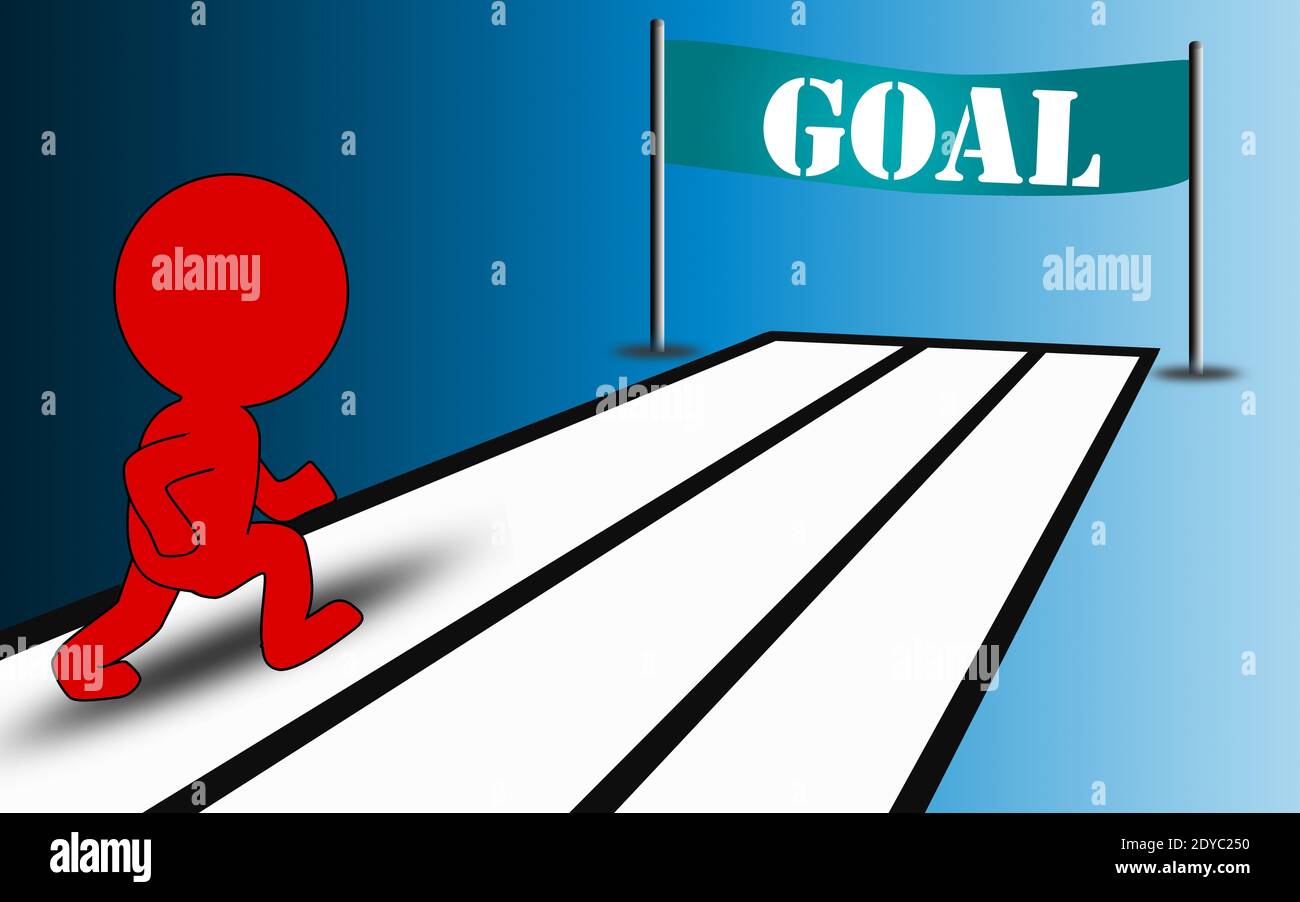 A 3D rendering of a Person running towards the goal. Motivation concept ...