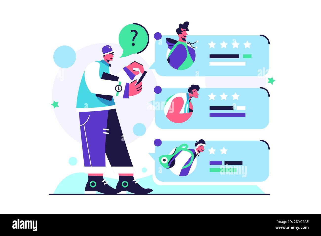 The concept of a guy evaluates colleagues by their rating Stock Vector ...