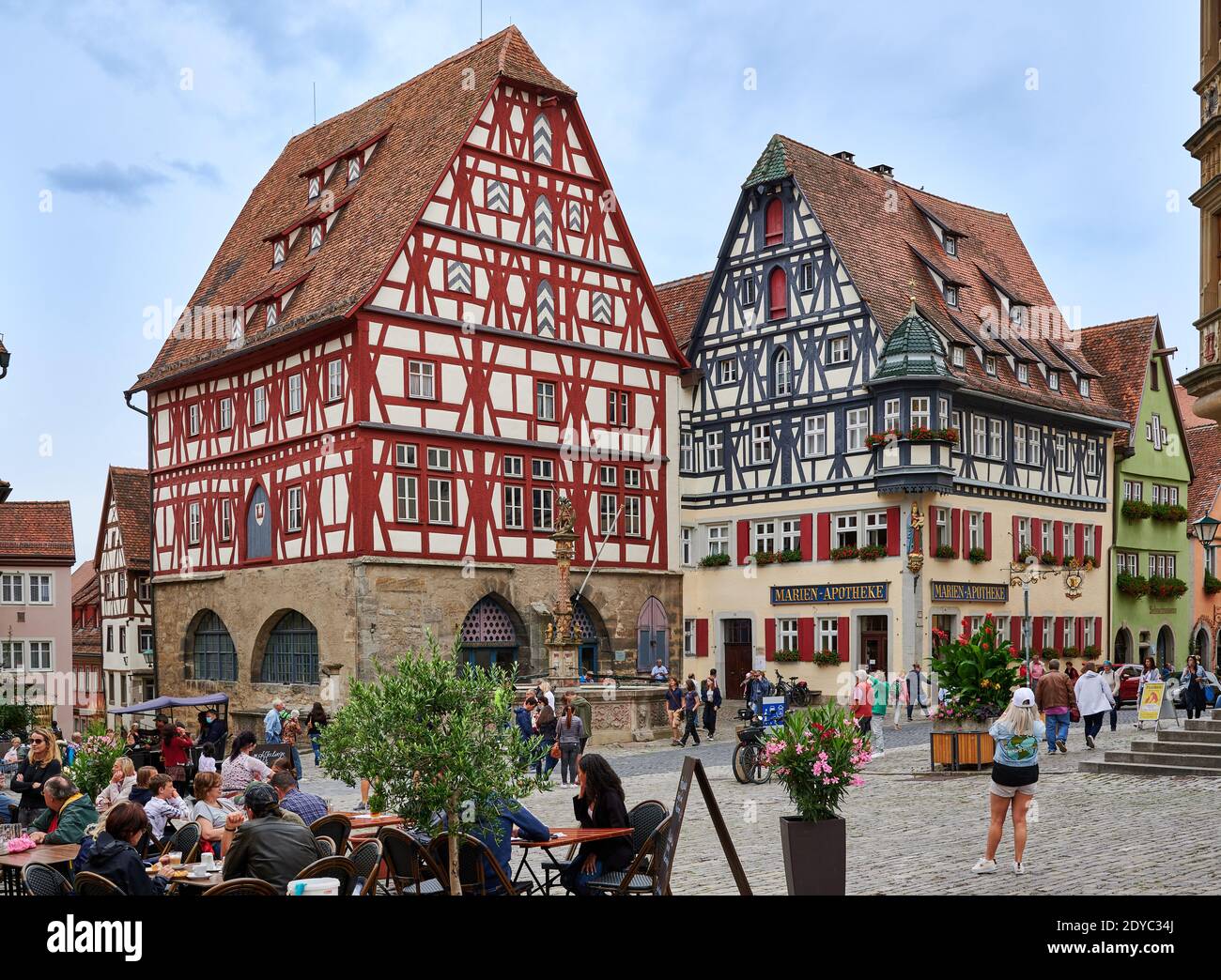 Two half-timbered houses at market square of the medieval town ...