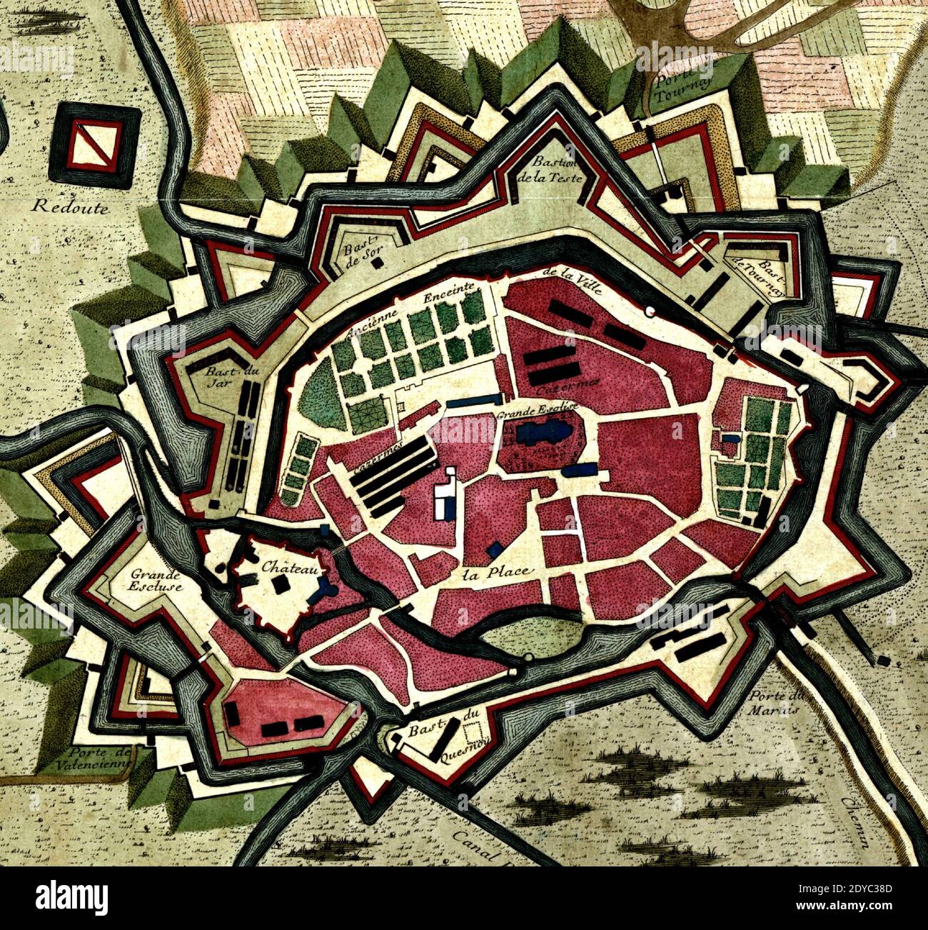 An illustration of the antique map of the Conde Fort in France Stock ...