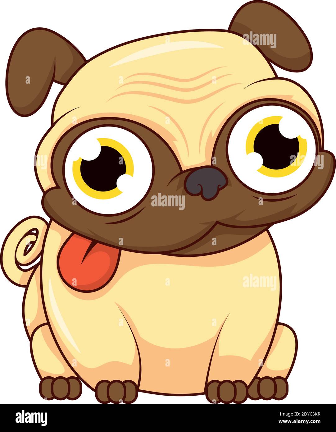 cute pug dog pet cartoon character vector illustration design Stock ...