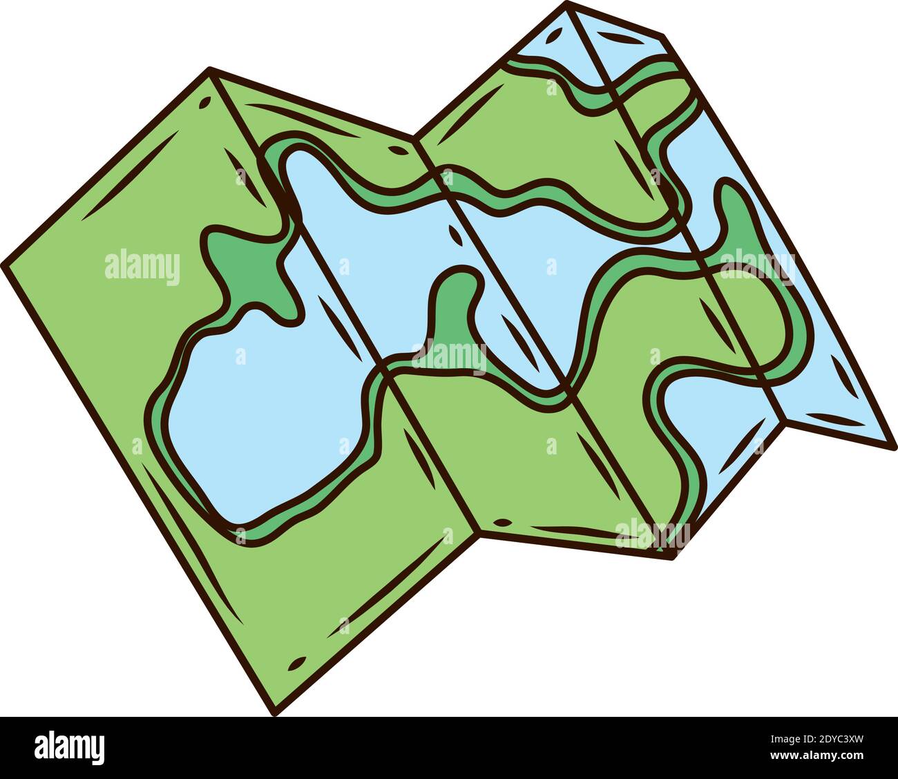 paper map guide line and fill style icon vector illustration design ...