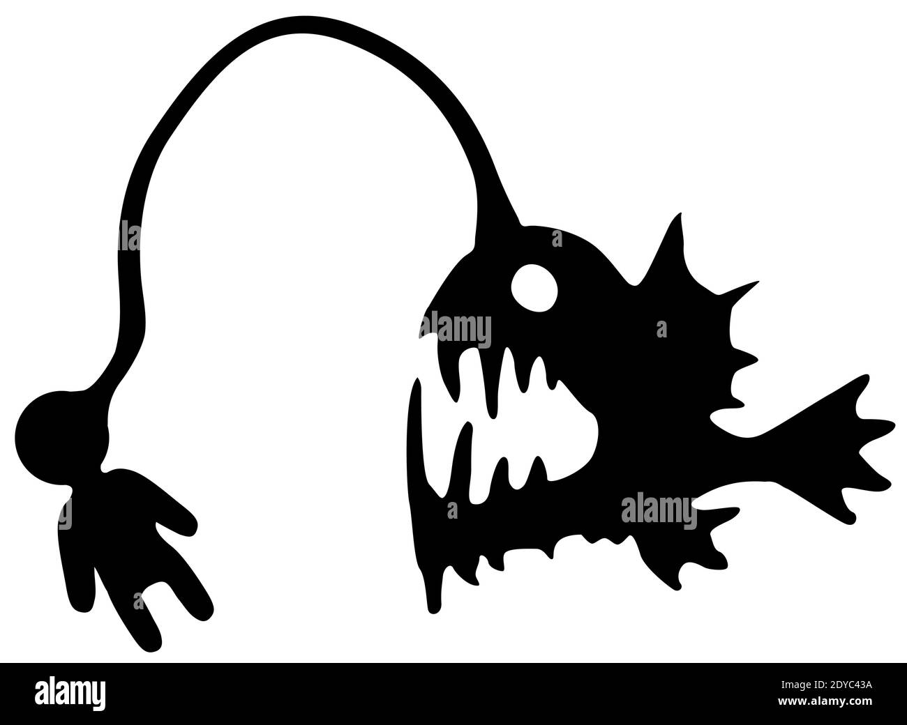 Anglerfish lures stencil symbol silhouette stencil black, vector ...