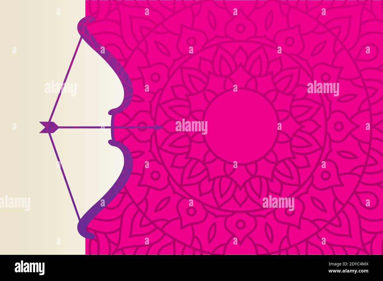 dussehra bow and arrow with pink mandala design, indian festival theme ...