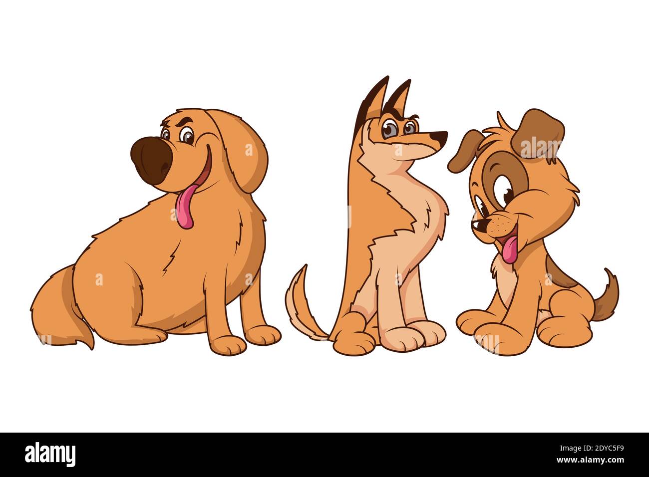 group of dogs comic cartoon characters vector illustration design Stock ...