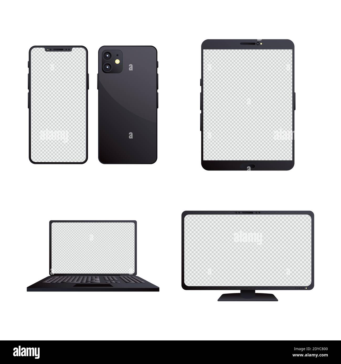 bundle of five mockup electronic devices icons vector illustration ...