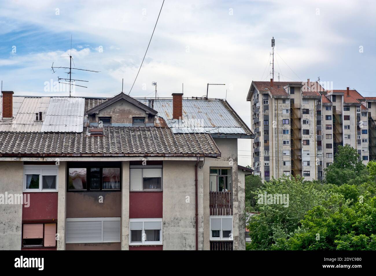 Network repeaters installed on the roof of the building. Mobile ...