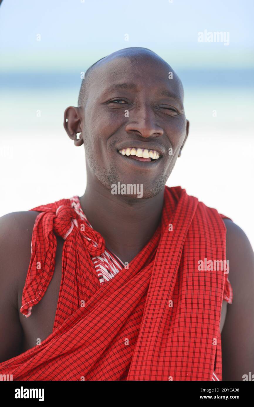 Tanzania Zanzibar Portrait of Maasai man Stock Photo - Alamy