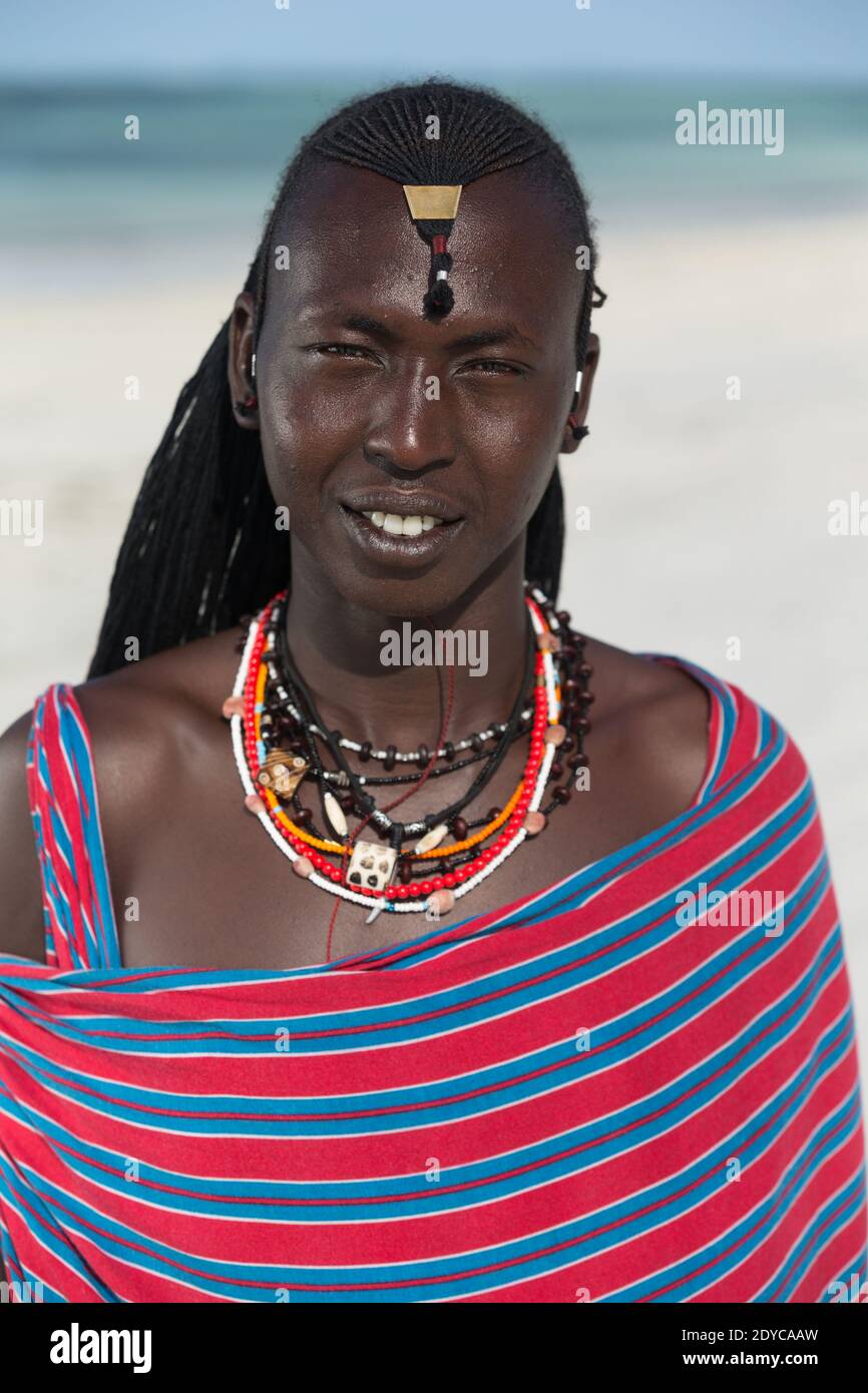Tanzania Zanzibar Portrait of Maasai man Stock Photo - Alamy