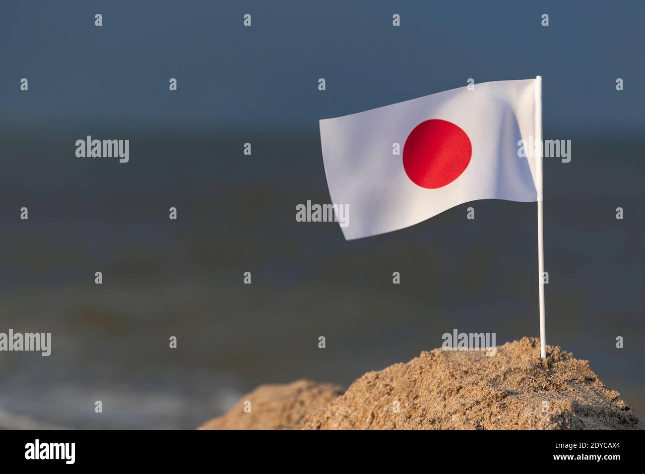 National flag of Japan on sea background. Vacation in Japan by the sea ...