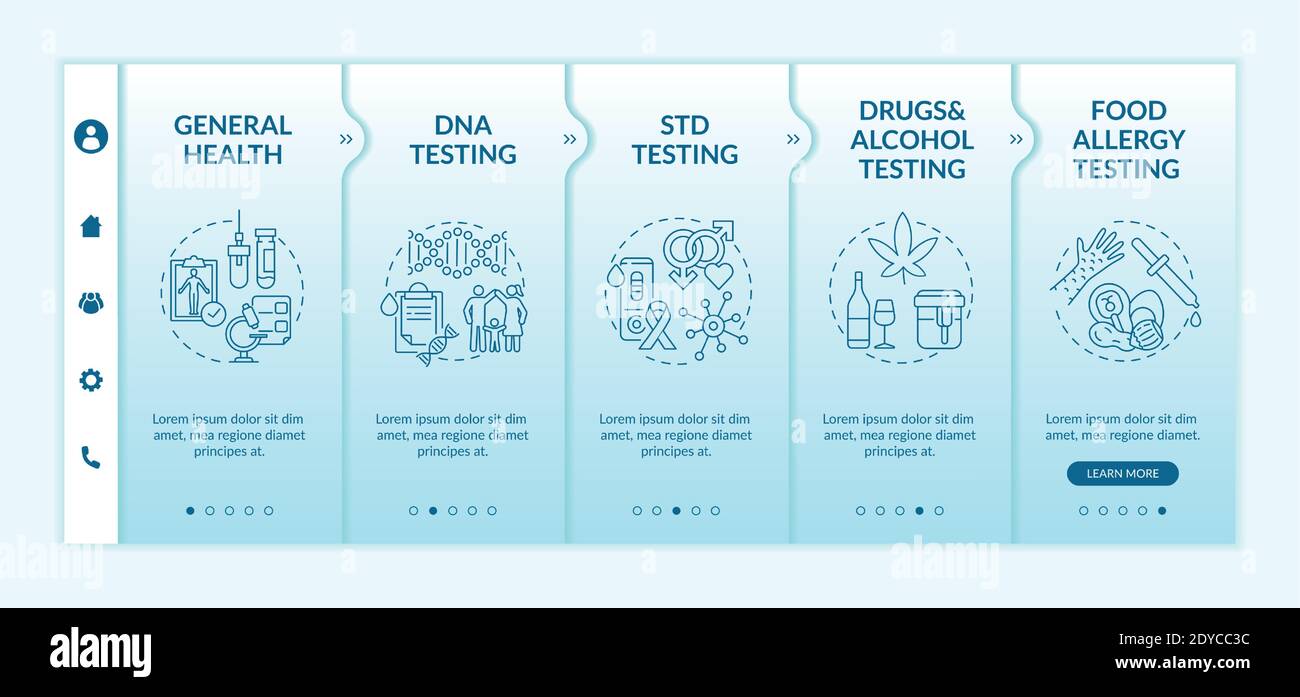 Top laboratory testing categories onboarding vector template Stock ...