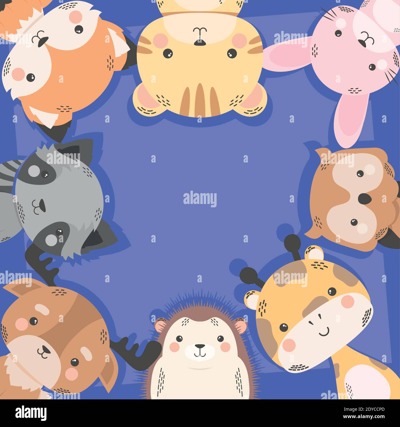 cute eight animals comic characters vector illustration design Stock ...