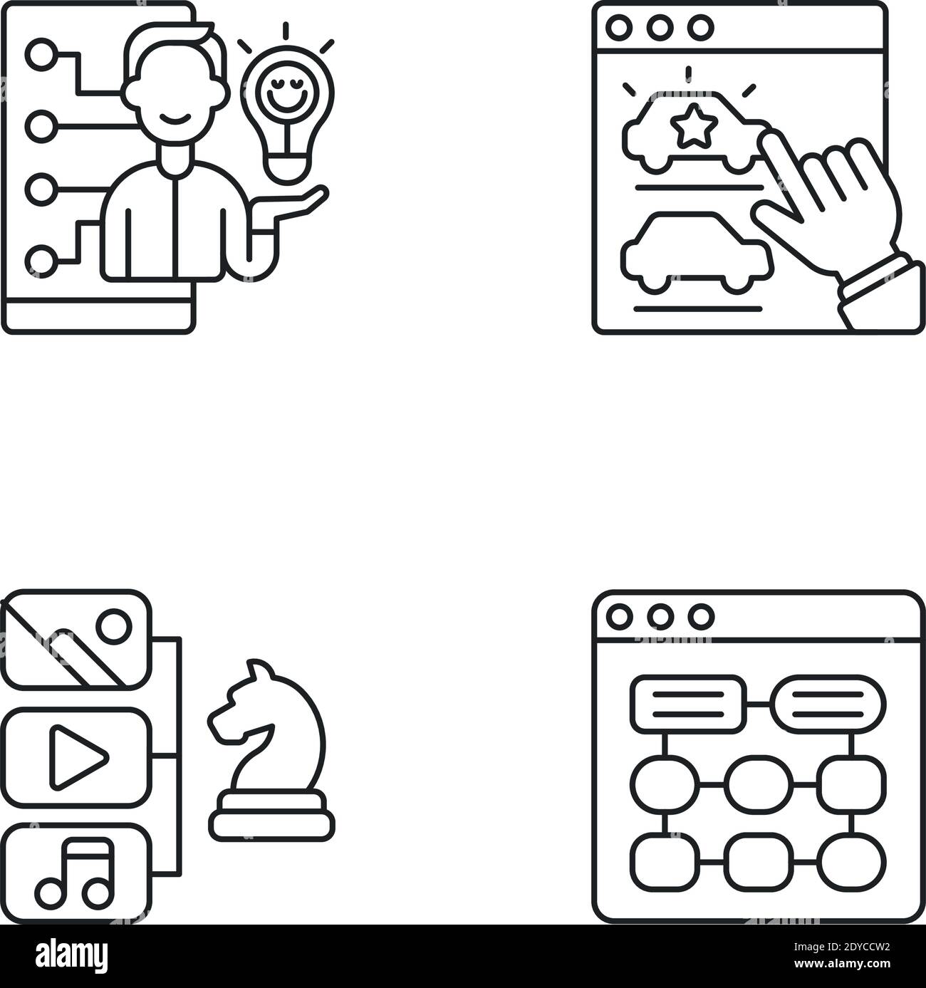 User experience improvement linear icons set Stock Vector Image & Art ...