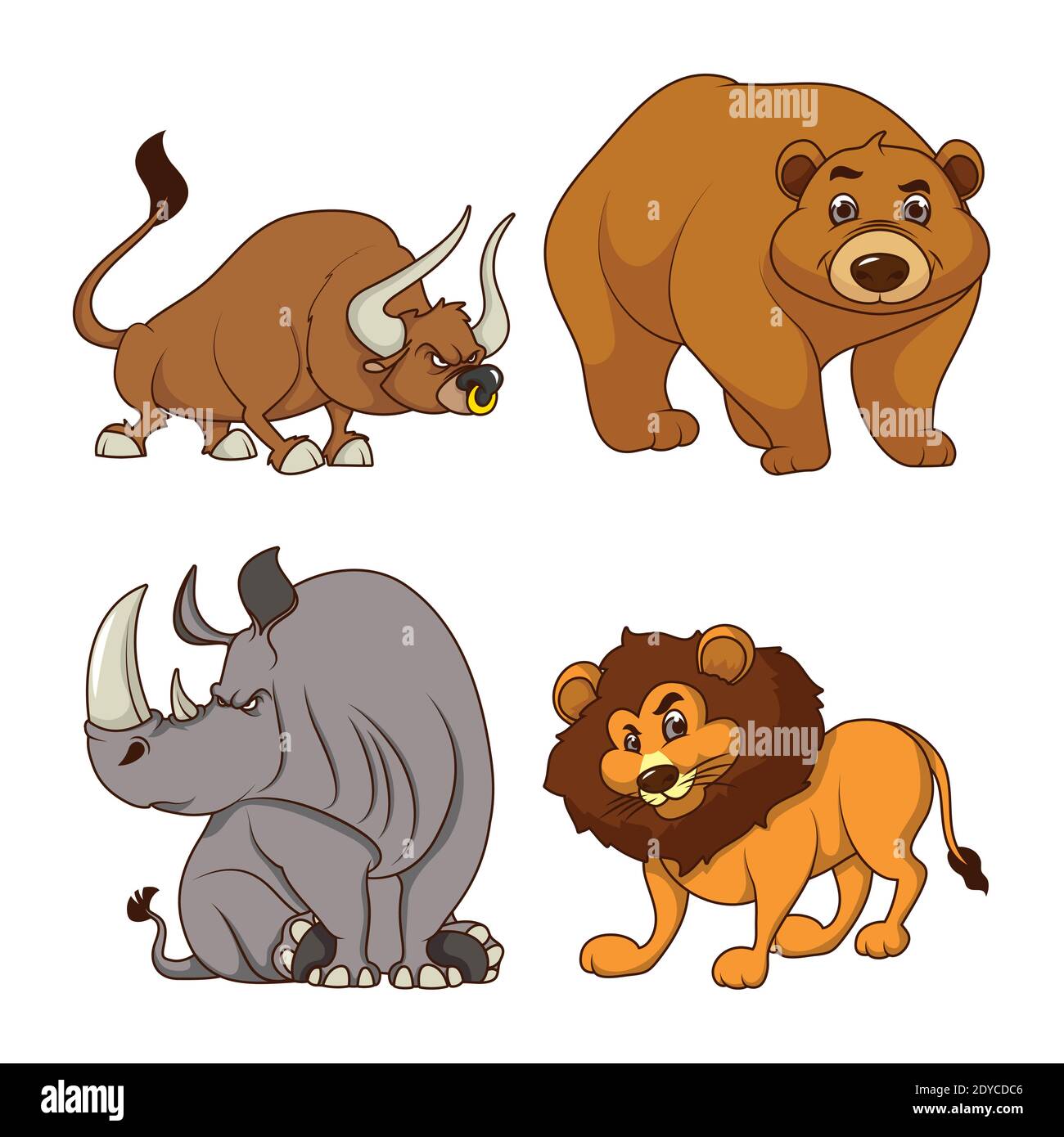 group of four animals comic cartoon characters vector illustration ...