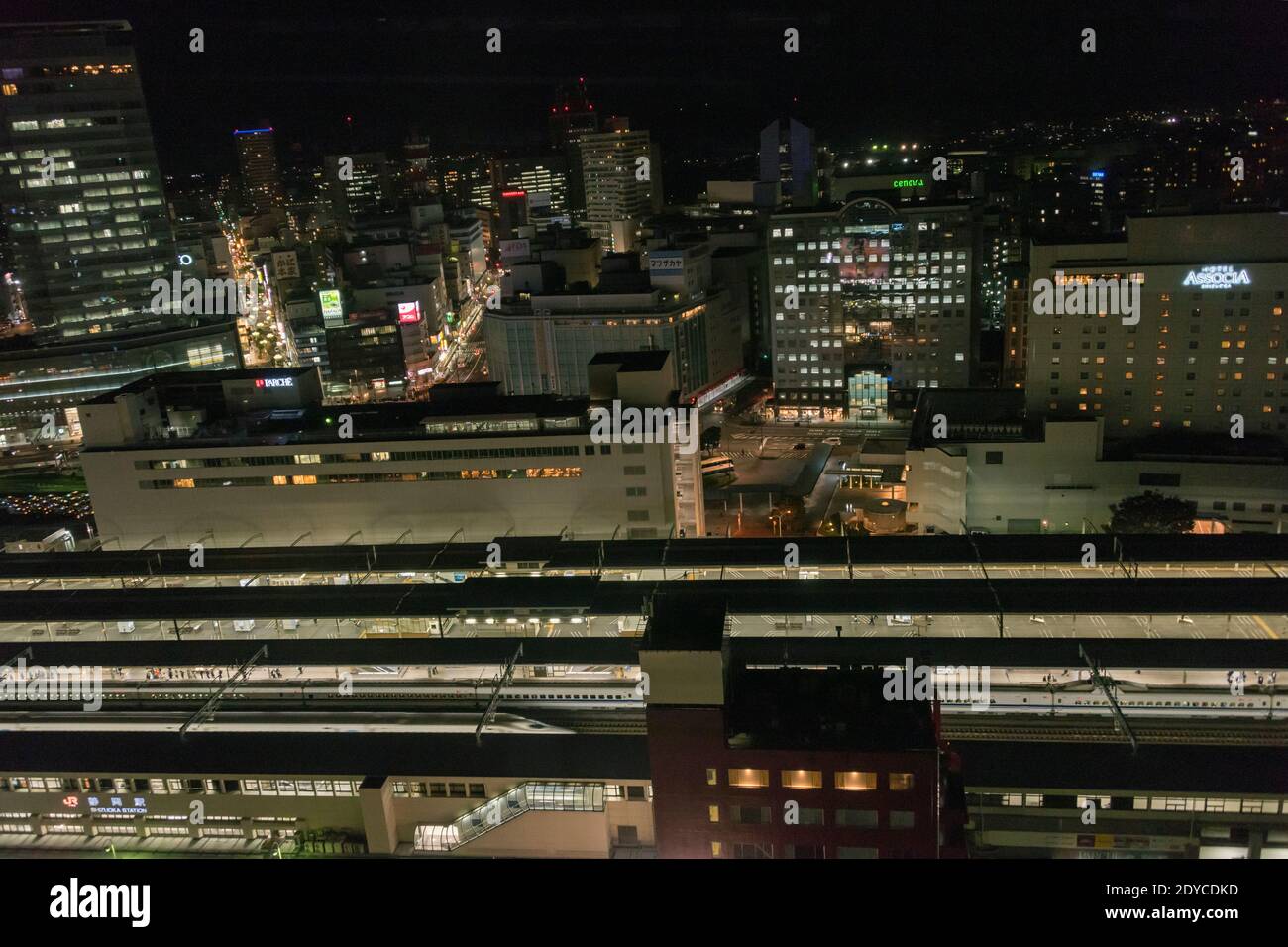 Speeding night trains, Shizuoka Station, Japan Stock Photo - Alamy