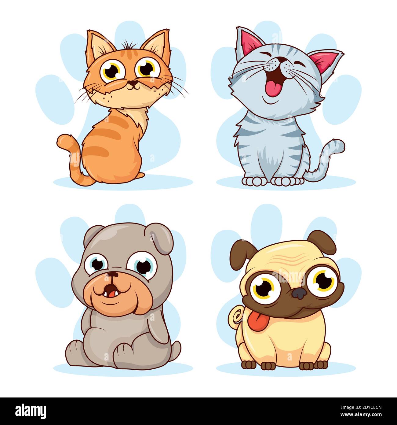 group of cats and dogs pets characters vector illustration design Stock ...